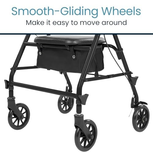 Vive Mobility Steel Rollator Narrow Walker with Seat Foldable – Locatel ...
