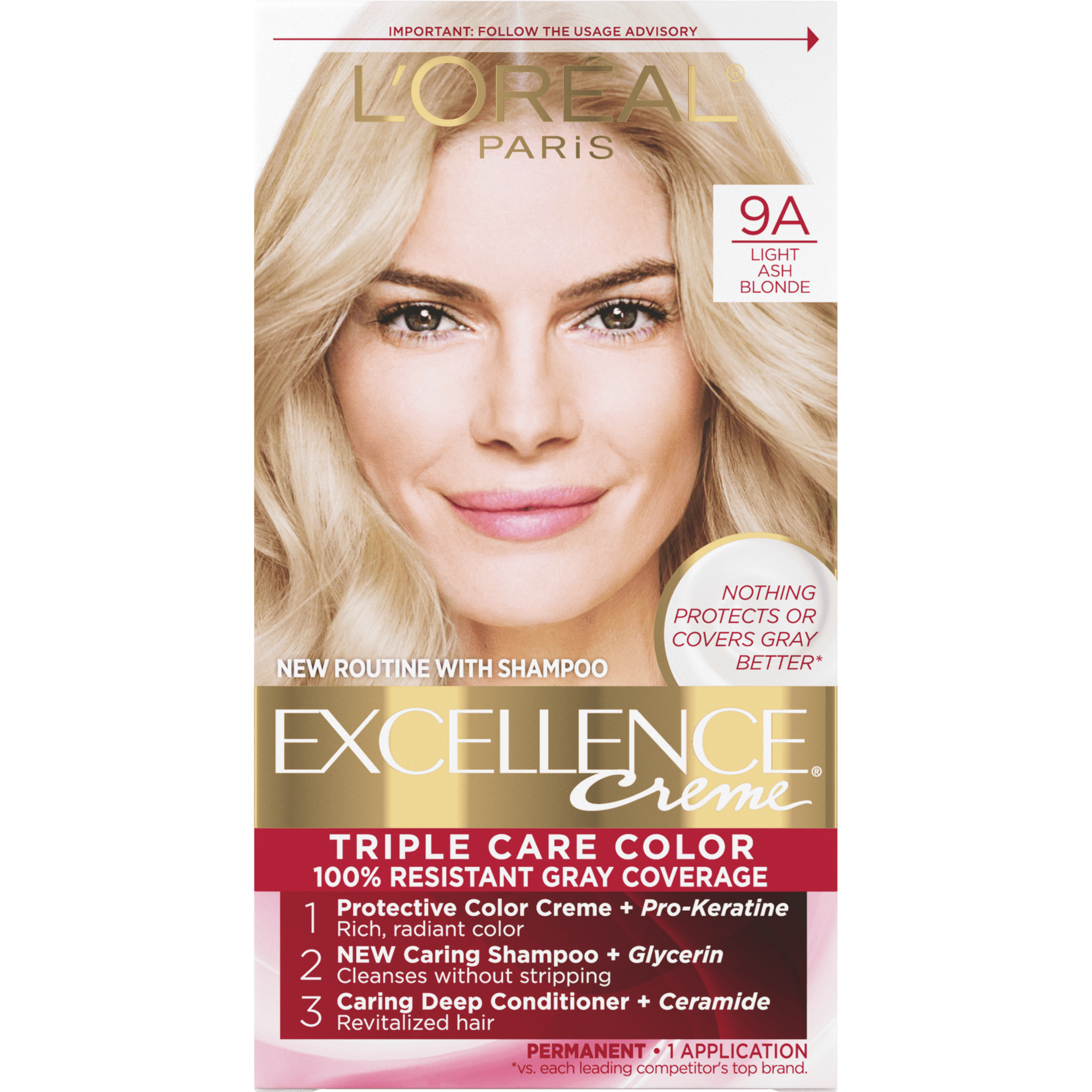 Loreal Excellence Creme Permanent Hair Color 9A Light Ash Blonde ...