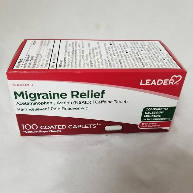 Leader Migrane Formula Coated Caplets 100ct – Locatel Health & Wellness ...