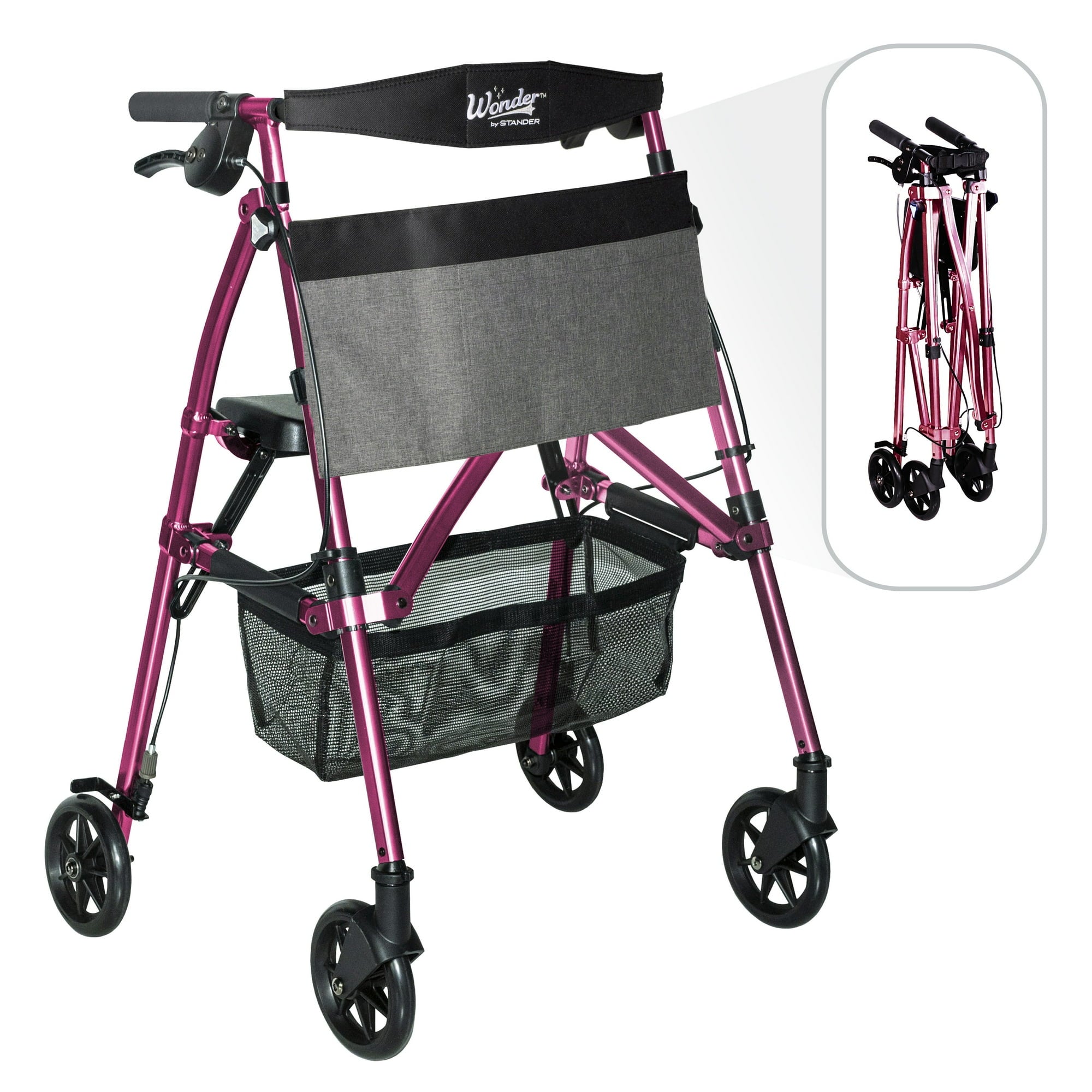 Stander Wonder Rollator Plus Ez Fold N Go Rollator Legal Rose – Locatel ...