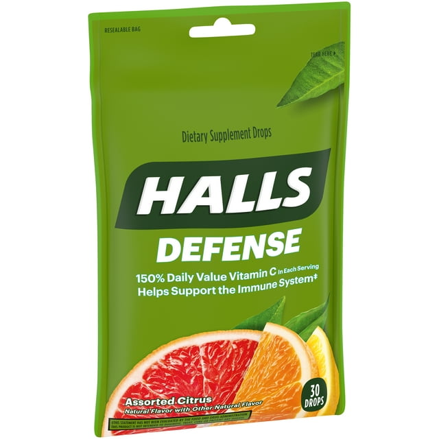 Halls Defense Vitamin C Drops Assorted Citrus 30ct – Locatel Health ...