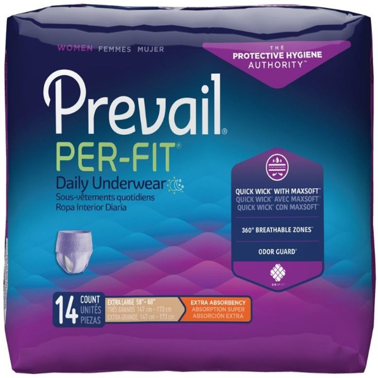 Prevail Per-Fit Underwear, Extra Large 58"-68" Extra Absorbency, 14 ct ...