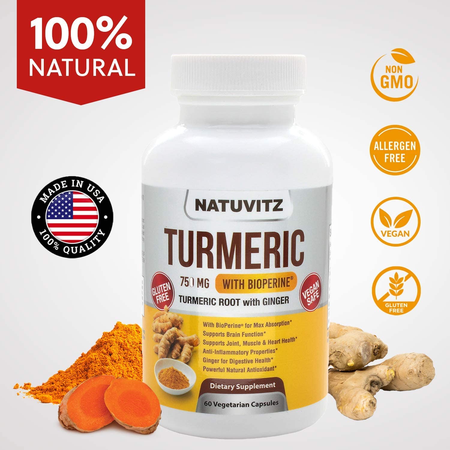 Natuvitz Turmeric 750mg With Bioperine Vegetarian Capsules – Locatel ...