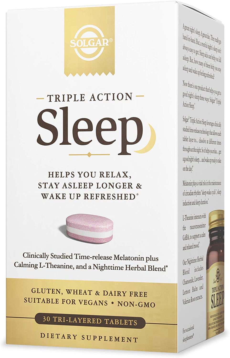 Solgar Triple Action Sleep, Tri-Layer Tablets - Time-Release Melatonin ...